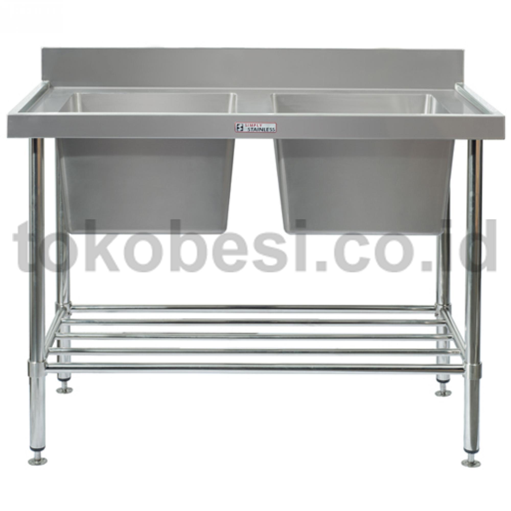 Toko Besi - Double Sink Bench with Splashback 2100 x 600 x 900 mm